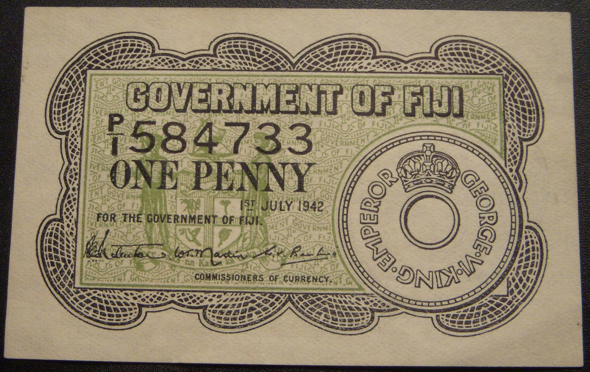 1942 One Penny Note - Fiji — FUBA
