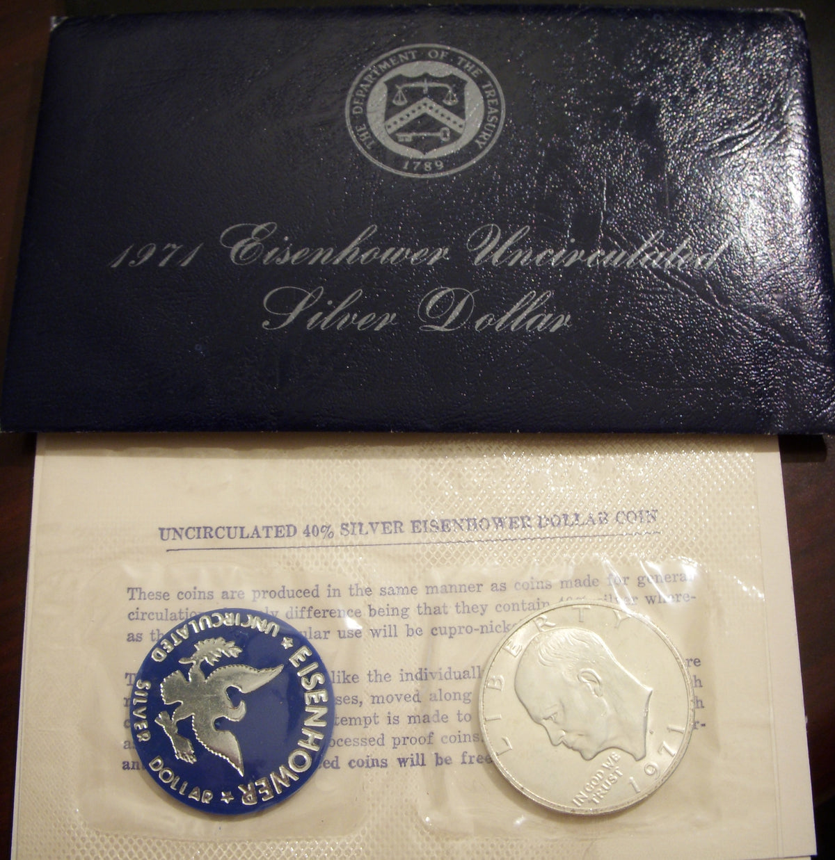 1971-S Eisenhower Dollar - 40% Silver Blue Ike Government Packaged — FUBA