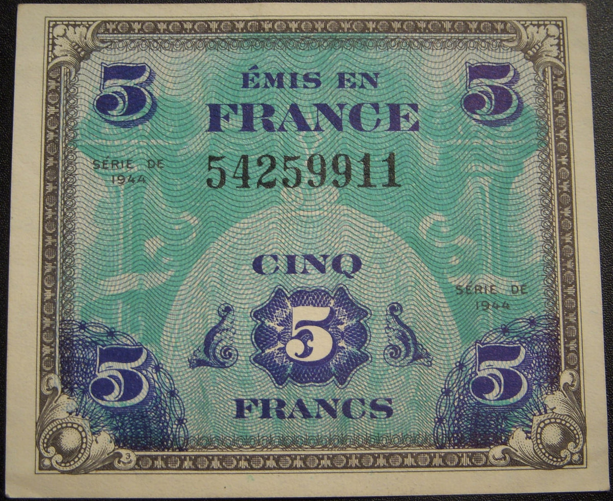 1944 5 Franc Note - France Allied Military — FUBA